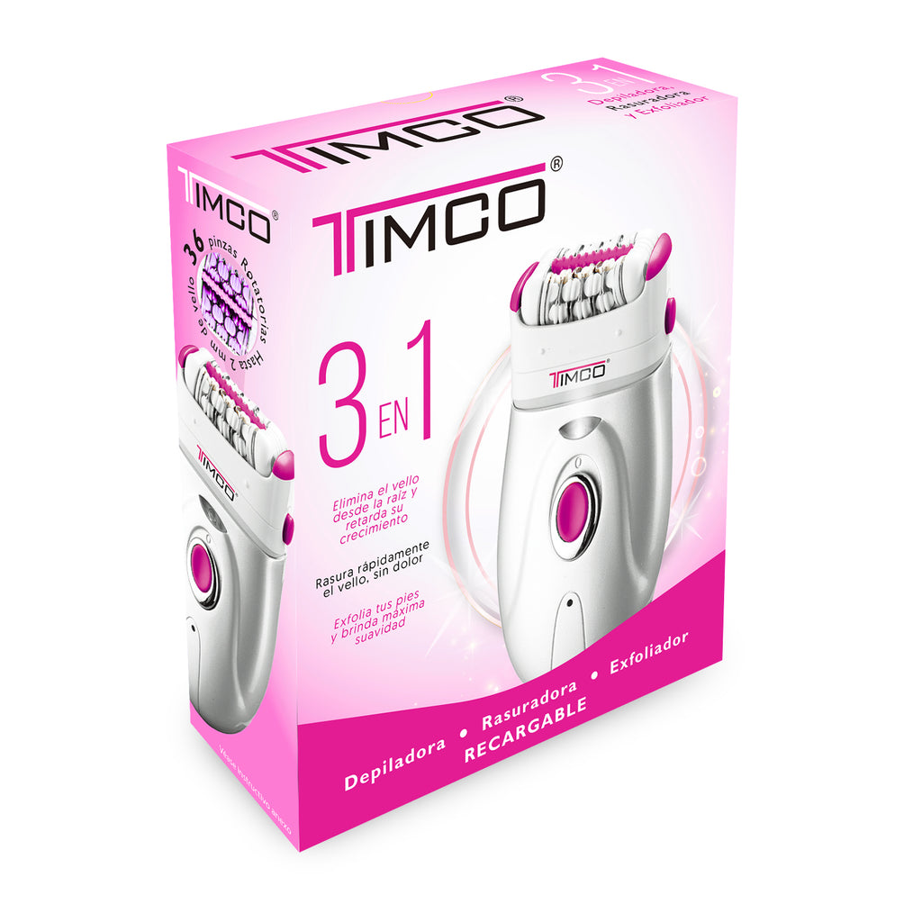 Depiladora Rasuradora Exfoliador Inalambrica Recargable 3 en 1 Timco D ...