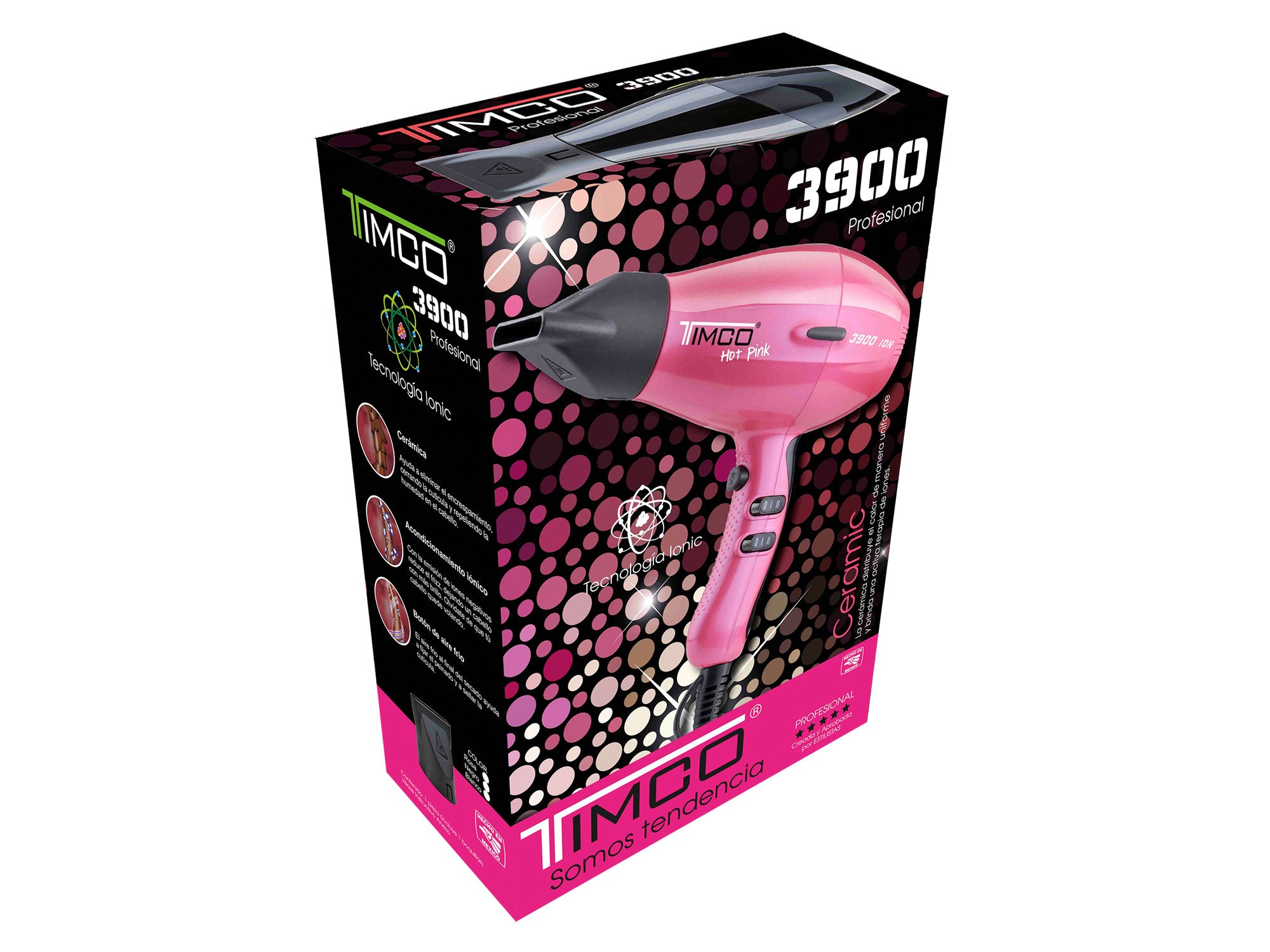 Secadora de Cabello Profesional Ceramica Generador Iones Timco HP-3900 ...