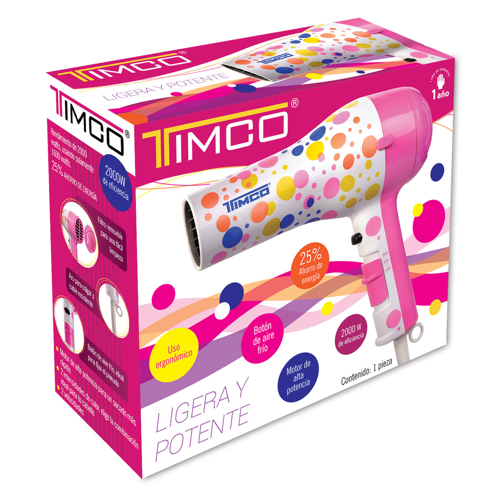 Secadora de Cabello Básica Uso Doméstico Timco PRO-2000J – timco.com.mx